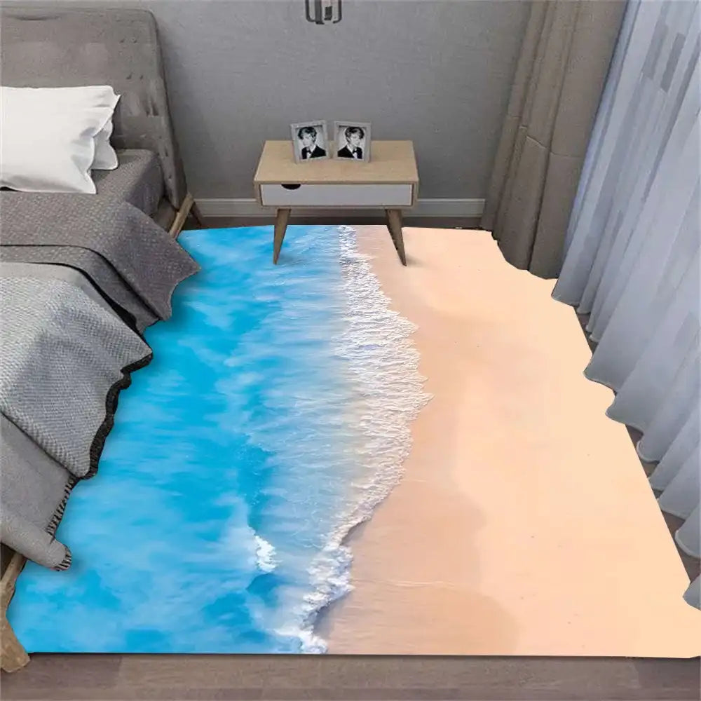Beach Waves Crystal Velvet Carpet - Ocean Rug for Home | Ninjanew