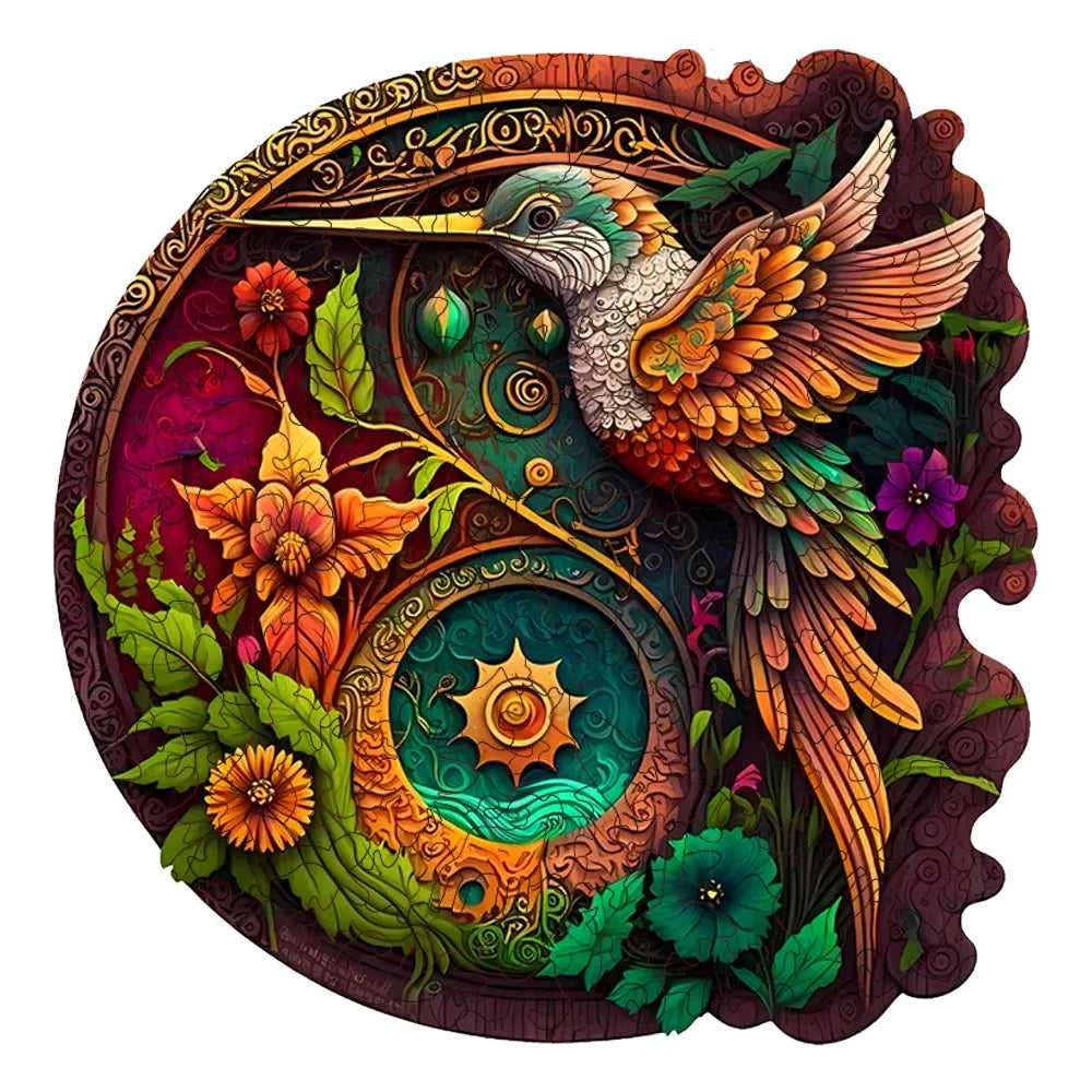Hummingbird Disc Wooden Jigsaw Puzzle Difficult Alien Shape Adult Puzz ...