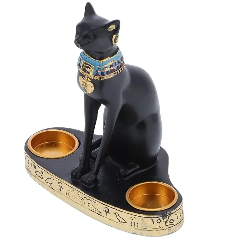 Egyptian Bastet Cat Candle Holder Statue – Ancient Goddess Decor – Ninjanew