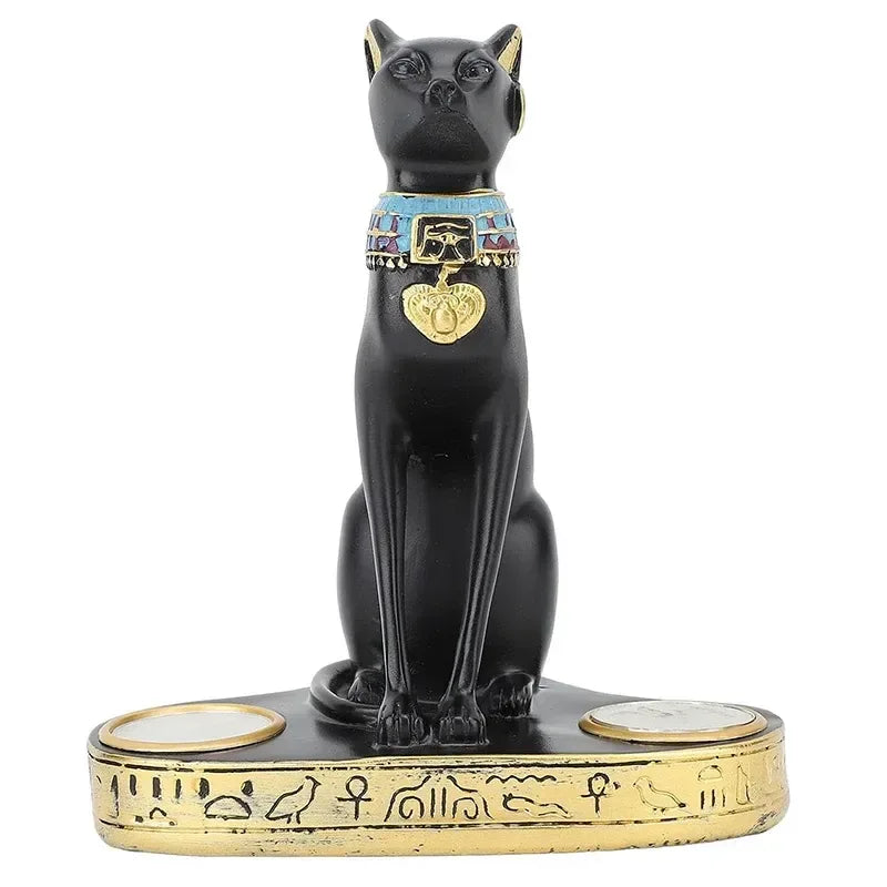Egyptian Bastet Cat Candle Holder Statue – Ancient Goddess Decor – Ninjanew