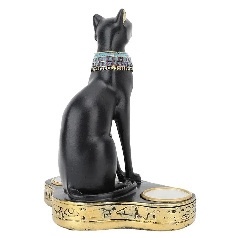 Egyptian Bastet Cat Candle Holder Statue – Ancient Goddess Decor – Ninjanew
