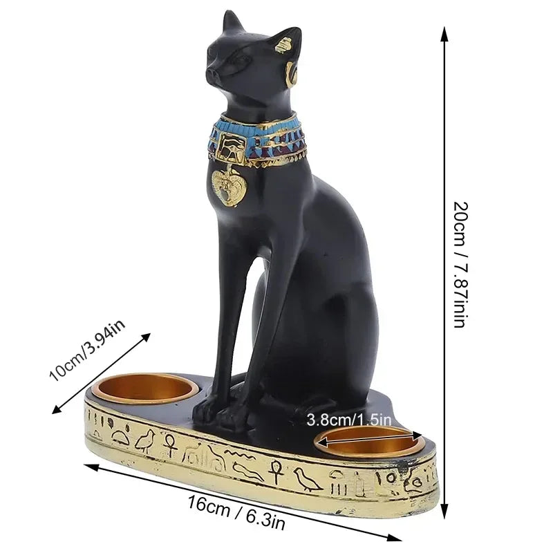Egyptian Bastet Cat Candle Holder Statue – Ancient Goddess Decor – Ninjanew