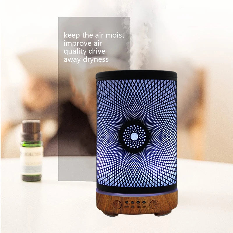 Wrought Iron Aroma Diffuser 100ml Ultrasonic Humidifier & 7-Color LED ...